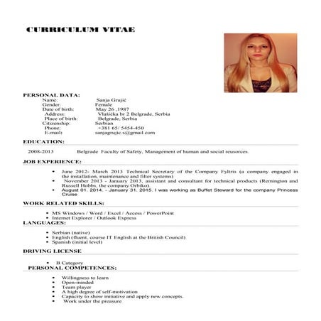 Sanja CV English | DOC