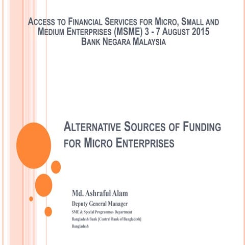 Alternative Sources of Funding for Micro Enterprises | PPT