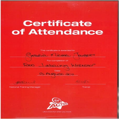 Virgin Active - Food Labelling Workshop | PDF