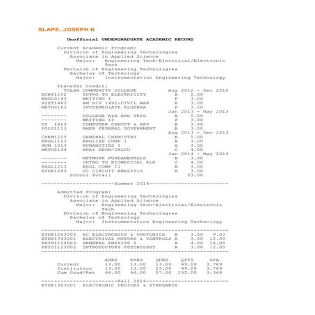 Unofficial Transcript | DOCX