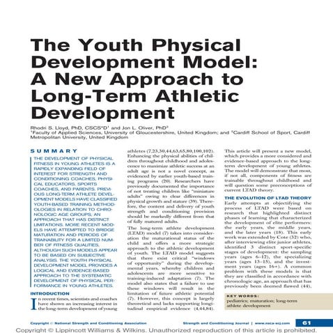 The Youth Physical Development Model A New Approach To Long Term