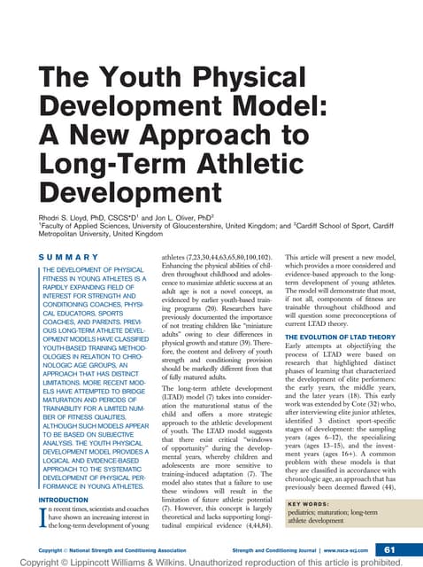 The Youth Physical Development Model A New Approach To Long Term