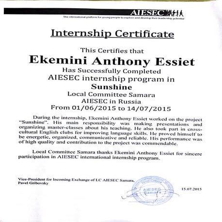 AIESEC certificate | PDF