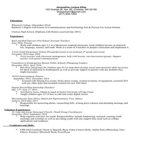 Jacqueline Elias Resume | PDF