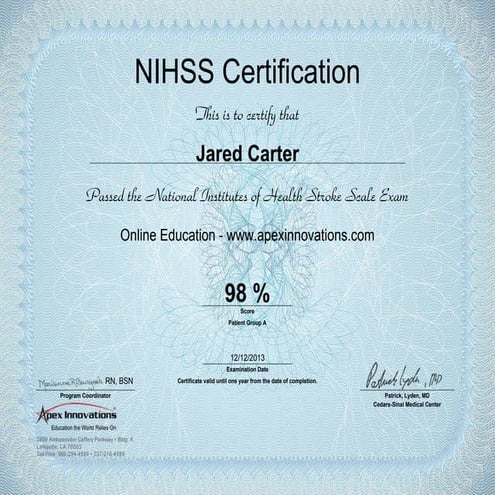 NIHSS Certification | PDF