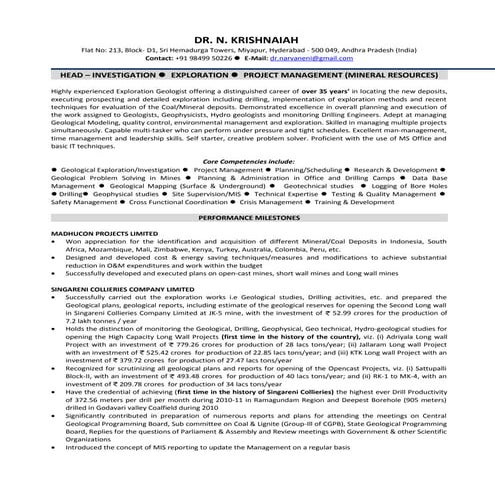 Resume of manoj Geologist | PDF
