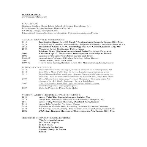 SusanWhiteCVJune2015 | PDF
