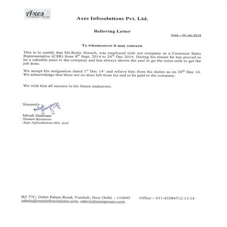 Experience letter_Axes | PDF