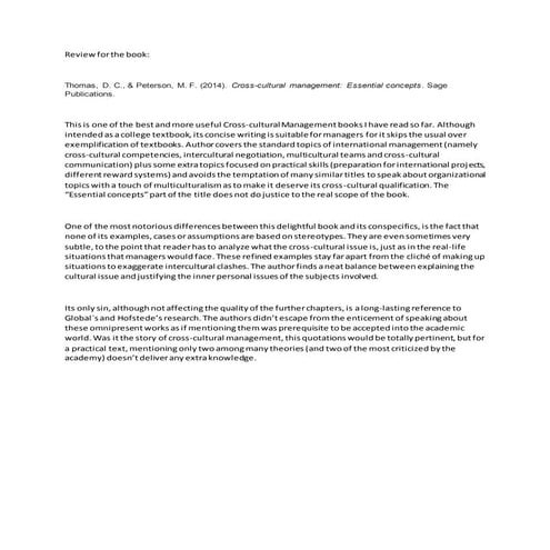 Review for the book 2 Crosscultural management Essential concepts | DOCX
