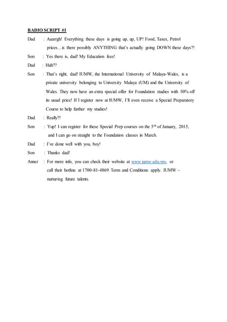Radio Script (2) | Pdf