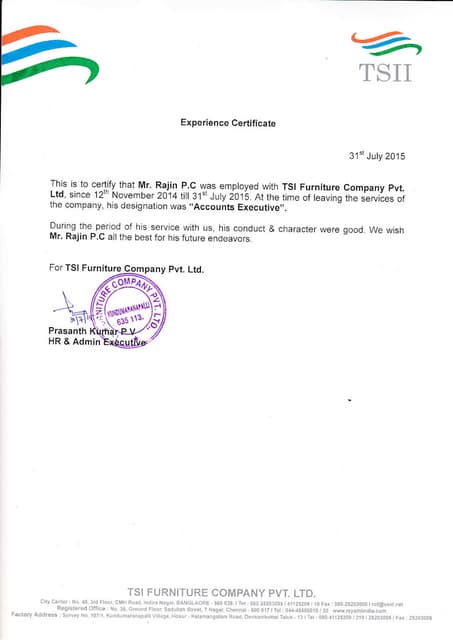 tcs experience letter | PDF