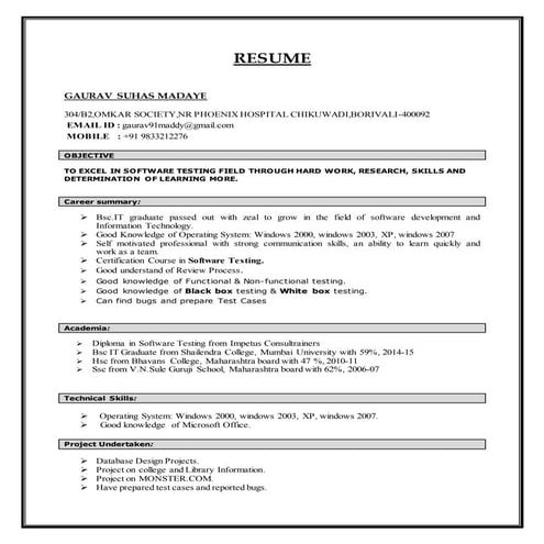 Gaurav Resume - Final | DOCX | Technology & Computing