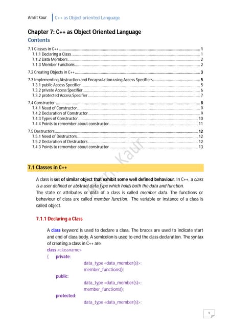 Chapter 7 C++ As OOP | PDF Chapter 7 C++ As OOP | PDF