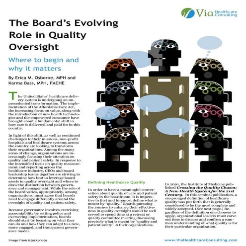 The Board's Evolving Role in Quality Oversight August 2015 | PDF