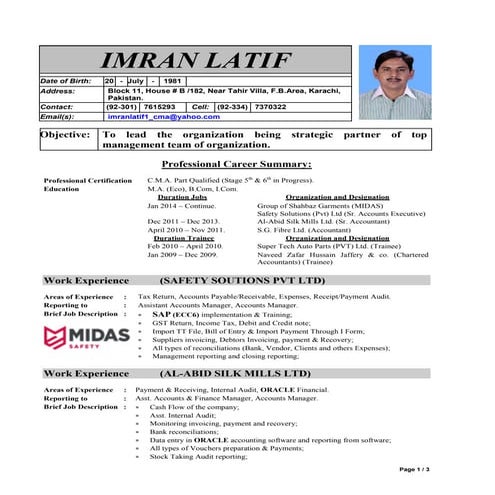 IMRAN LATIF cv Accountant | PDF
