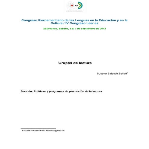 GRUPOS DE LECTURA | PDF