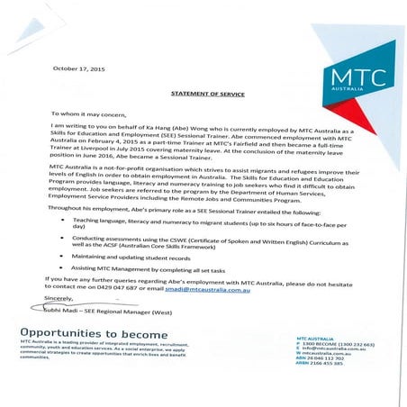 statement of service | PDF