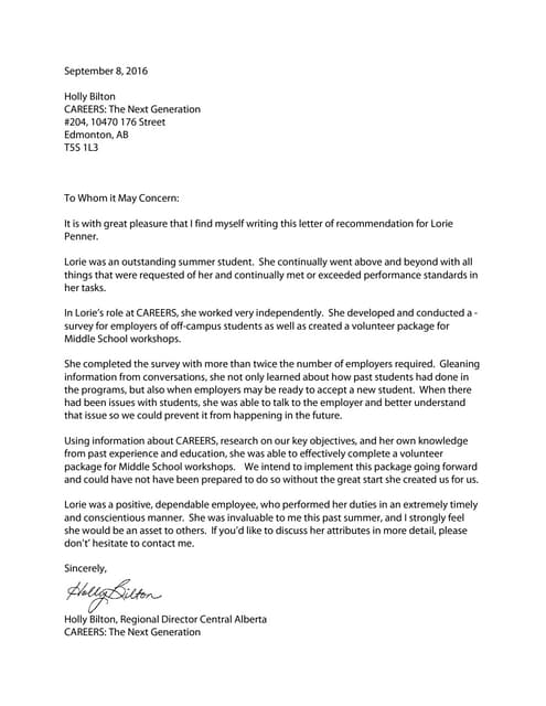 Elizabeth Crites letter of recommendation | PDF