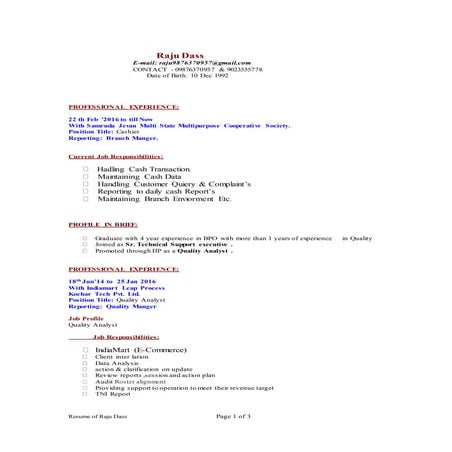 Raju Dass CV-2 | DOCX