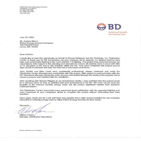 Becton Dickinson - Redlands CA | PDF