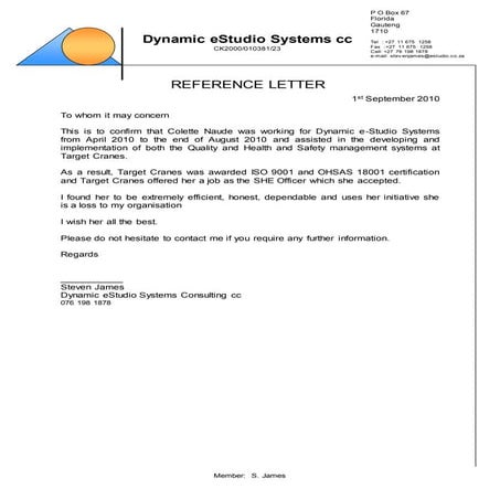 DYNAMIC E STUDIO REFERENCE LETTER | DOCX