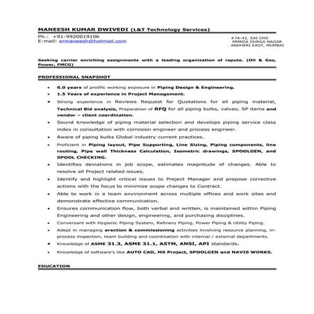 MANEESH resume | DOC