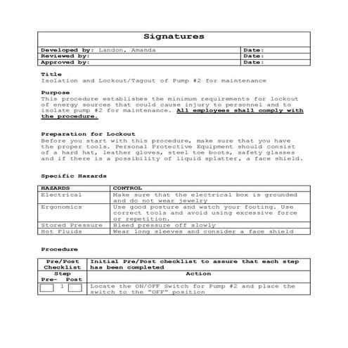 LOTO Procedure | PDF | Free Download