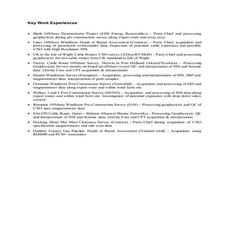 Key Work Experiences | DOCX