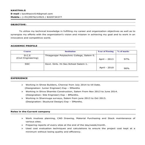 Kavitha Resume | DOC