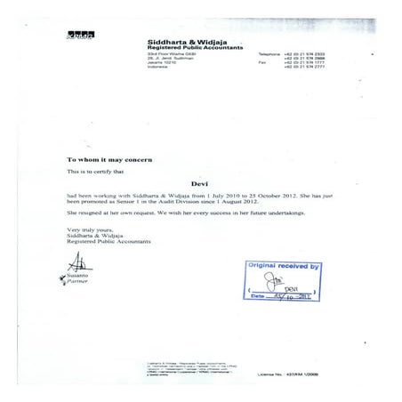 Reference Letter KPMG | PDF