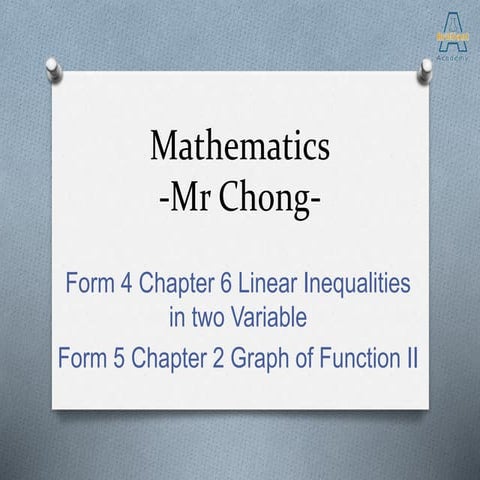 Form 5 Mathematics Chapter 2 Graph of Function ii | PPT