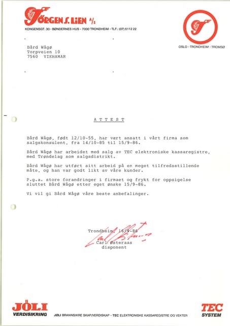 Arbeidsattest Flesland Kulvert. 9 | DOCX