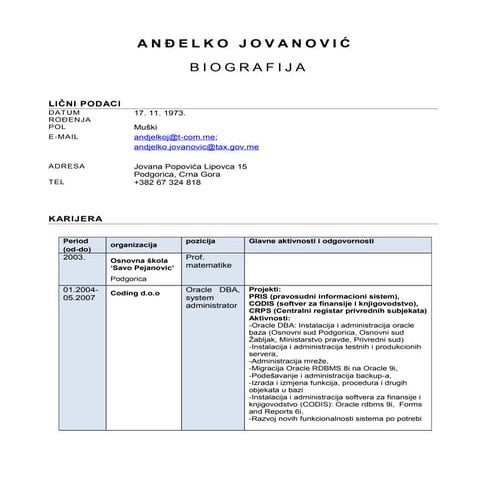 Andjelko Jovanovic_CV | PDF