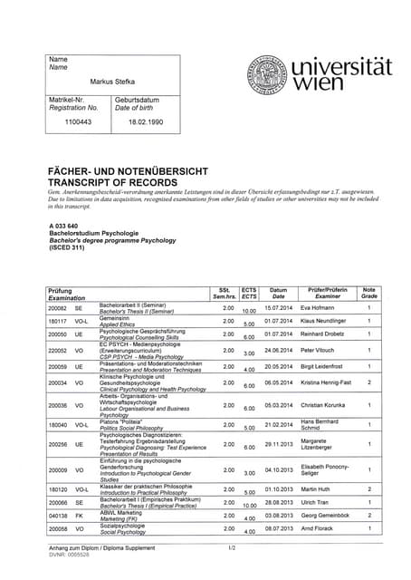 Academic Record NWU | PDF