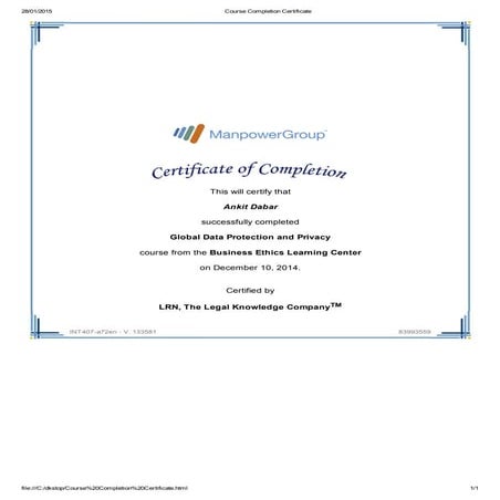 Course Completion Certificate | PDF