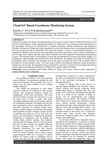 Green House Monitoring And Control System Using Iot Ppt