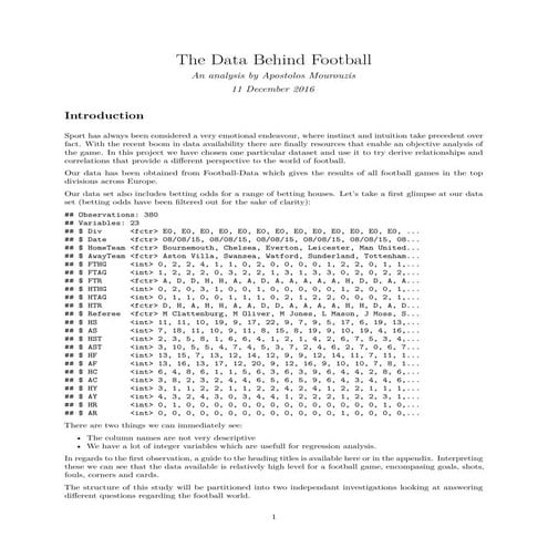 The Data Behind Football | PDF