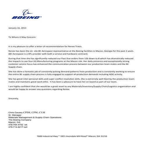 Boeing letter of reccommendation | PDF