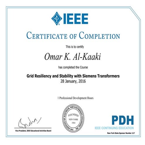 Certificate of Completion - IEEE Siemens | PPT