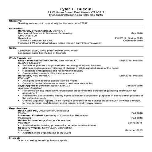 Buccini Tyler Resume | PDF