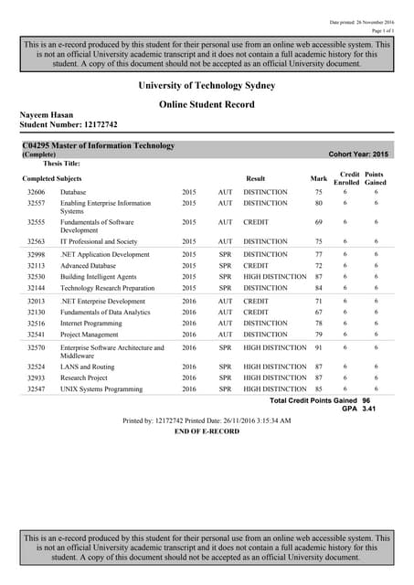 Online Student Record | PDF