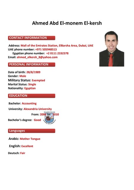 Ahmed saleh cv word | DOCX