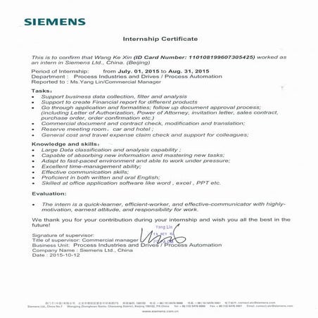 Internship Certification Kexin Wang Pdf