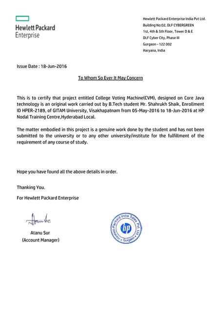 Capgemini internship letter | PDF