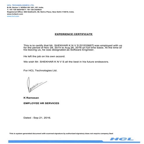 ExperienceLetter | PDF