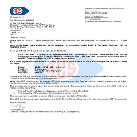 ACS Assessment Letter | PDF