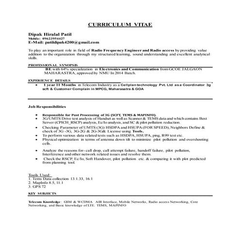 Dipak Patil Resume | PDF