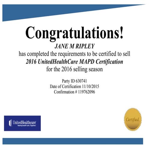 United Heathcare MAPD Certification | PDF