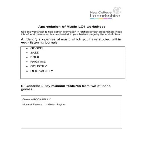 F58 m 12 appreciation of music worksheet week 6 | DOCX | Country Music ...