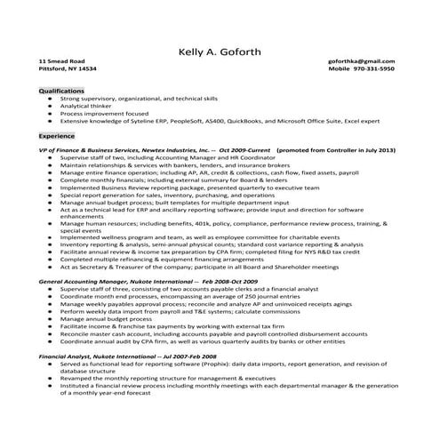 Kelly Goforth Resume 2016 | PDF